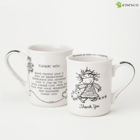 Enesco | Dining | Enesco Thank You Coffee Mug Bw Embossed Design Gift ...